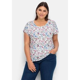 sheego Große Größen: Shirt mit floralem Alloverprint, weiß bedruckt, Gr.46