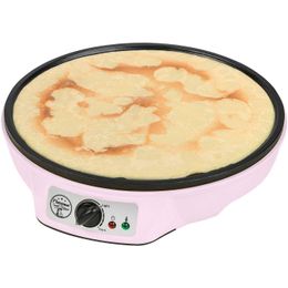 Bestron Crêpesmaker ASW602P im Retro Design, 1000 W, Ø 30 cm, inkl. Teigverteiler & Crêpes-Wender, mit Antihaftbeschichtung, rosa