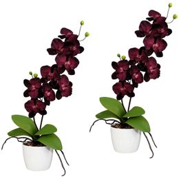Kunstpflanze Orchidee Phalaenopsis Orchidee, Creativ green, Höhe 60 cm, im Keramiktopf, lila