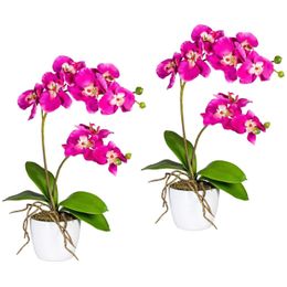 Kunstpflanze Orchidee Phalaenopsis Orchidee, Creativ green, Höhe 60 cm, im Keramiktopf, rosa