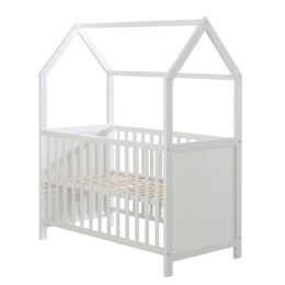 Roba Hausbett 60 x 120 cm, FSC zertifiziert, wei&szlig;, 6-fach verstellbar, als Baby- & Beistellbett geeignet