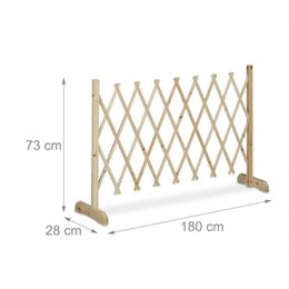 Rankgitter Holz, ausziehbar bis 180 cm, Rankhilfe Kletterpflanzen, Scherengitter freistehend, Garten, natur - Relaxdays