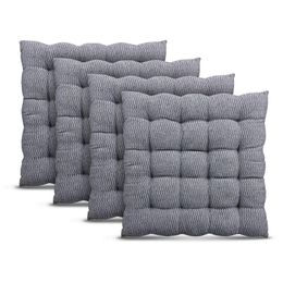 Bestlivings - Stuhlkissen 40x40cm ( Hellgrau ) - 4er Pack - Hochwertiges Sitzkissen Atmungsaktiv Indoor & Outdoor - Baumwolle Öko Tex für Gartenstuhl