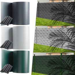 HENGDA PVC Sichtschutzstreifen Doppelstabmatten Zaun Gartenzaun Sichtschutz Anthrazit PVC Sichtschutzfolie für Doppelstabmattenzaun.4x35m.Schwarz