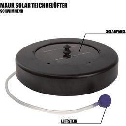 MAUK - Solar Teichbelüfter Oxydator inklusive Sauerstoffstein schwarz 0,8 Watt rund