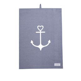 Krasilnikoff Geschirrhandtuch Anchor mit Anker Motiv, 50x70 cm, grau