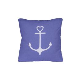 Krasilnikoff Kissenbezug Anchor mit Ankermotiv, 50x50 cm, Dusty blue