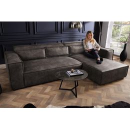 Riess Ambiente Design Ecksofa BOSSA NOVA 265cm antik dunkelgrau Microfaser Couch 3-Sitzer Wohnzimmer