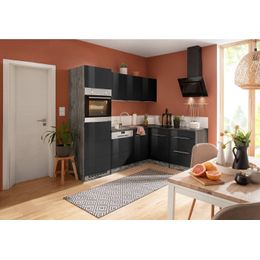 Kochstation Winkelküche KS-Brindisi, ohne Geräte, Stellbreite 230/170 cm, schwarz