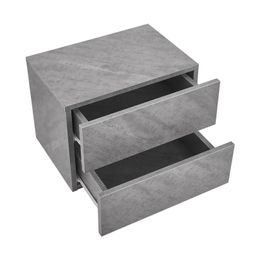 Juskys Nachttisch hängend Holz 40x29x30 cm - 2 Schubladen Wandmontage - Nachtschrank Grau