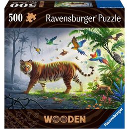 Ravensburger Puzzle Wooden, Tiger im Dschungel, 500 Puzzleteile, Made in Europe; FSC® - schützt Wald - weltweit, bunt