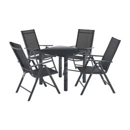 Juskys Aluminium Gartengarnitur Milano Gartenmöbel Set mit Tisch und 4 Stühlen Dunkel-Grau