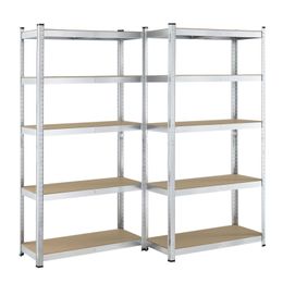 Juskys Lagerregal Basic 2er Set 180x90x40 cm – Metall Schwerlastregal, 10 Böden, 1750 kg, verzinkt