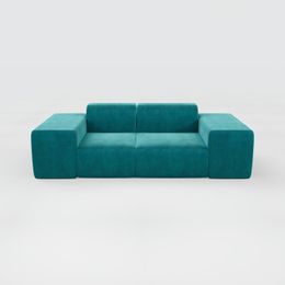 MYCS Sofa Samt Ozeangrün - Moderne Designer-Couch: Hochwertige Qualität, einzigartiges Design - 229 x 72 x 107 cm, Komplett anpassbar