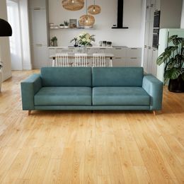 MYCS Sofa Samt Pastellblau - Moderne Designer-Couch: Hochwertige Qualität, einzigartiges Design - 248 x 75 x 98 cm, Komplett anpassbar