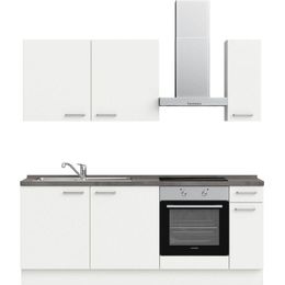 nobilia® elements Küchenzeile "elements basic", vormontiert, Ausrichtung wählbar, Breite 210 cm, ohne E-Geräte, grau|weiß