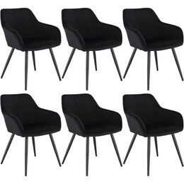 WOLTU 6 x Esszimmerstühle 6er Set Esszimmerstuhl Küchenstuhl Polsterstuhl Design Stuhl mit Armlehnen, mit Sitzfläche aus Samt, Gestell aus Metall