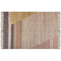 Beliani - Flurteppich Teppich aus Jute Braun Geometrisches Muster 160 x 230 cm Rustikal Boho - Braun