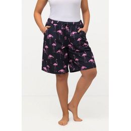 Ulla Popken Jeansshorts Hybrid-Shorts Flamingos doppellagig Mikrofaser