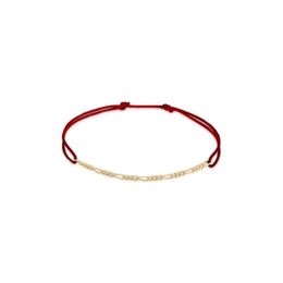 Elli Armband »Figaro-Kette Rot Nylon Verstellbar 925 Silber« Gold 16 cm Elegantes Armband aus Sterling Silber, vergoldet