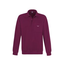 TRIGEMA Sweatshirt »Langarm Polo aus Sweat-Qualität« sangria M M Gestickte TRIGEMA-Schwinge auf Brusttasche