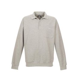 TRIGEMA Sweatshirt »Langarm Polo aus Sweat-Qualität« grau-melange XL XL Gestickte TRIGEMA-Schwinge auf Brusttasche