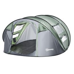 Outsunny Campingzelt für 4-5 Personen dunkelgrün, grau 263,5 x 220 x 123 cm (LxBxH)