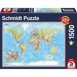Schmidt Spiele Puzzle Die Welt, 1500 Teile, 1500 Puzzleteile, Made in Germany, bunt