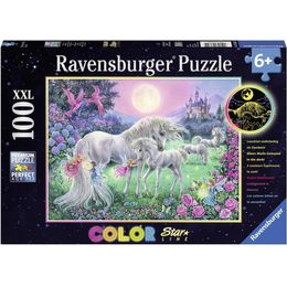 Ravensburger Puzzle Color Star Line, Einhörner im Mondschein, 100 Puzzleteile, leuchtet im Dunkeln, Made in Germany, FSC® - schützt Wald - weltweit, bunt