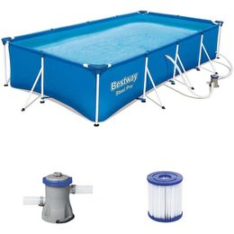 Bestway - 56424 Frame Pool Steel Pro mit Filterpumpe Schwimmbecken 400x211x81cm