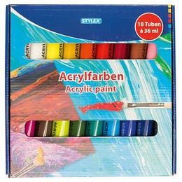 18 STYLEX TOPPOINT Acrylfarben farbsortiert 18 x 36,0 ml