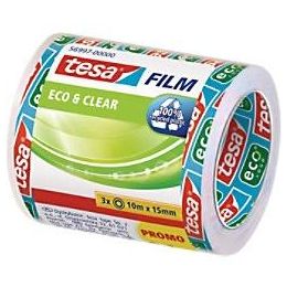 Tesa Klebeband Tesafilm Eco & Clear Transparent 15 mm (B) x 10 m (L) Polypropylene (PP) Recycled 100% 3 Rollen
