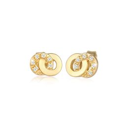 Paar Ohrstecker Elli DIAMONDS "Stecker Infinity Diamanten (0.06 ct) 375 Gelbgold" Ohrringe Gr. OneSize, 0.012 carat ct P1 = bei 10-facher Vergrößerung erkennbare Einschlüsse mit Diamanten, Gelbgold 375, goldfarben (gold, weiß) Damen Ohrstecker