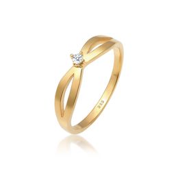 Verlobungsring Elli DIAMONDS "Verlobung Vintage Diamant (0.03 ct.) 585 Gelbgold" Fingerringe Gr. 52 mm, 0.006 carat ct P1 = bei 10-facher Vergrößerung erkennbare Einschlüsse, Gelbgold 585, 2 mm, goldfarben (gold, weiß) Damen Verlobungsringe