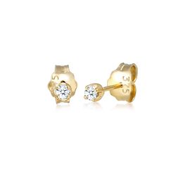 Paar Ohrstecker Elli DIAMONDS "Stecker Basic Diamant (0.03 ct.) 375er Gelbgold" Ohrringe Gr. OneSize, 0.012 carat ct P1 = bei 10-facher Vergrößerung erkennbare Einschlüsse mit Diamanten, Gelbgold 375, weiß (weiß, schwarz) Damen Ohrstecker