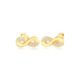 Paar Ohrstecker Elli DIAMONDS "Infinity Diamant (0.06 ct.) Liebe 585 Gelbgold" Ohrringe Gr. OneSize, 0.012 carat ct P1 = bei 10-facher Vergrößerung erkennbare Einschlüsse mit Diamanten, Gelbgold 585, goldfarben (gold, weiß) Damen Ohrstecker