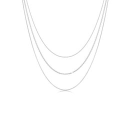 Gliederkette Elli "Basic Layer Lagen Look Trend Blogger 925 Silber" Halsketten Gr. 45, Silber 925 (Sterlingsilber), Länge: 45 cm, silberfarben (silber) Damen Gliederketten