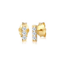 Paar Ohrstecker Elli DIAMONDS "Rechteck Geo Stab Diamant (0.09 ct) 585er Gelbgold" Ohrringe Gr. OneSize, 0.018 carat ct P1 = bei 10-facher Vergrößerung erkennbare Einschlüsse mit Diamanten, Gelbgold 585, goldfarben (gold, weiß) Damen Ohrstecker