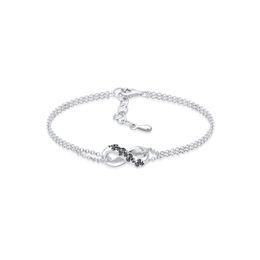Armband Elli DIAMONDS "Infinity Symbol Diamant (0,195 ct.)925 Silber Noir" Armbänder Gr. 16 cm, mit Steinen, Silber 925 (Sterlingsilber), silberfarben (silber, schwarz) Damen Armbänder Silber