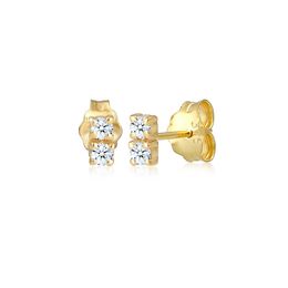 Paar Ohrstecker Elli DIAMONDS "Ohrstecker Duo Diamant (0.12 ct.) 375 Gelbgold" Ohrringe Gr. OneSize, 0.024 carat ct P1 = bei 10-facher Vergrößerung erkennbare Einschlüsse mit Diamanten, Gelbgold 375, goldfarben (gold, weiß) Damen Ohrstecker
