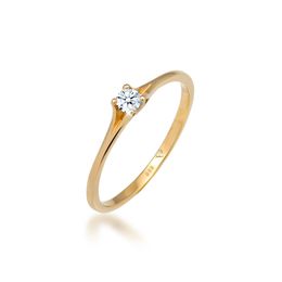 Verlobungsring Elli DIAMONDS "Verlobung Vintage Diamant (0.06 ct.) 585 Gelbgold" Fingerringe Gr. 56 mm, 0.012 carat ct P1 = bei 10-facher Vergrößerung erkennbare Einschlüsse, Gelbgold 585, 1 mm, goldfarben (gold, weiß) Damen Verlobungsringe