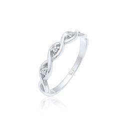 Verlobungsring Elli DIAMONDS "Knoten Unendlich Diamant (0.045 ct.) 925er Silber" Fingerringe Gr. 52 mm, 0.009 carat ct P1 = bei 10-facher Vergrößerung erkennbare Einschlüsse, Silber 925 (Sterlingsilber), 2 mm, silberfarben (silber, weiß) Damen Verlobungsringe