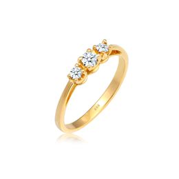 Verlobungsring Elli DIAMONDS "Verlobungsring Trio Diamant 0.23 ct. 585 Gelbgold" Fingerringe Gr. 52 mm, 0.046 carat ct P1 = bei 10-facher Vergrößerung erkennbare Einschlüsse, Gelbgold 585, 3 mm, goldfarben (gold, weiß) Damen Verlobungsringe