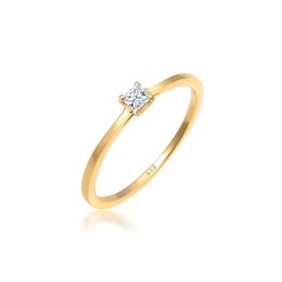 Verlobungsring Elli DIAMONDS "Prinzessschliff Diamant (0.1 ct) 585 Gelbgold" Fingerringe Gr. 52 mm, 0.02 ct P1 = bei 10-facher Vergrößerung erkennbare Einschlüsse, Gelbgold 585, 1 mm, goldfarben (gold, weiß) Damen Verlobungsringe