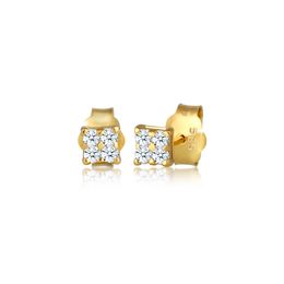 Paar Ohrstecker Elli DIAMONDS "Klassisch Elegant Diamant (0.12 ct.) 585 Gelbgold" Ohrringe Gr. OneSize, 0.024 carat ct P1 = bei 10-facher Vergrößerung erkennbare Einschlüsse mit Diamanten, Gelbgold 585, weiß (weiß, weiß) Damen Ohrstecker