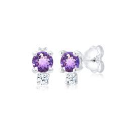 Paar Ohrstecker Elli DIAMONDS "Amethyst Edelstein Diamant (0.06 ct.) 925er Silber" Ohrringe Gr. OneSize, 0.012 carat ct P1 = bei 10-facher Vergrößerung erkennbare Einschlüsse mit Diamanten, Silber 925 (Sterlingsilber), silberfarben (silber, weiß) Damen Ohrstecker