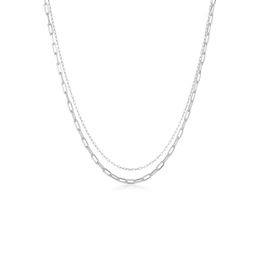 Gliederkette Elli "Layer Glieder Oval Basic Chunky Chain 925 Silber" Halsketten Gr. 40, Silber 925 (Sterlingsilber), Länge: 40 cm, silberfarben (silber) Damen Gliederketten