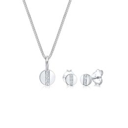 Schmuckset Elli DIAMONDS "Kreis Geo Form Diamant (0.05 ct.) 925 Silber Figa" Schmuck-Sets Gr. OneSize, silberfarben (silber, weiß) Damen Schmucksets