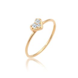 Verlobungsring Elli DIAMONDS "Herz Trio Diamant (0.075 ct.)Romantik 585 Gelbgold" Fingerringe Gr. 54 mm, 0.015 ct P1 = bei 10-facher Vergrößerung erkennbare Einschlüsse, Gelbgold 585, 1 mm, goldfarben (gold, weiß) Damen Verlobungsringe