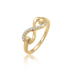 Verlobungsring Elli DIAMONDS "Infinity Symbol Diamant (0.065 ct.) 585 Gelbgold" Fingerringe Gr. 52 mm, 0.013 carat ct P1 = bei 10-facher Vergrößerung erkennbare Einschlüsse, Gelbgold 585, 1.5 mm, goldfarben (gold, weiß) Damen Verlobungsringe